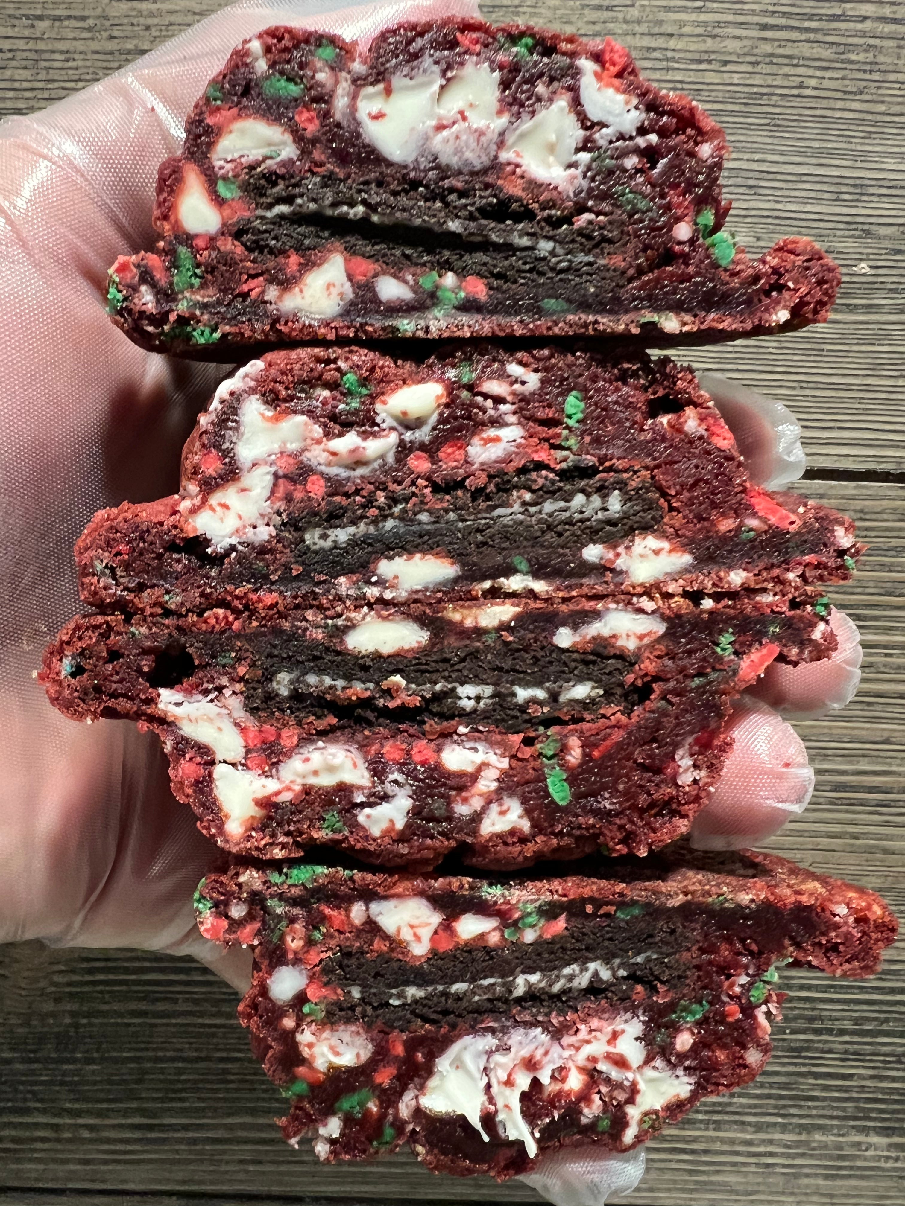 Oreo stuffed Christmas Red Velvet (12 Half Pack) – Halfsies Cookie ...